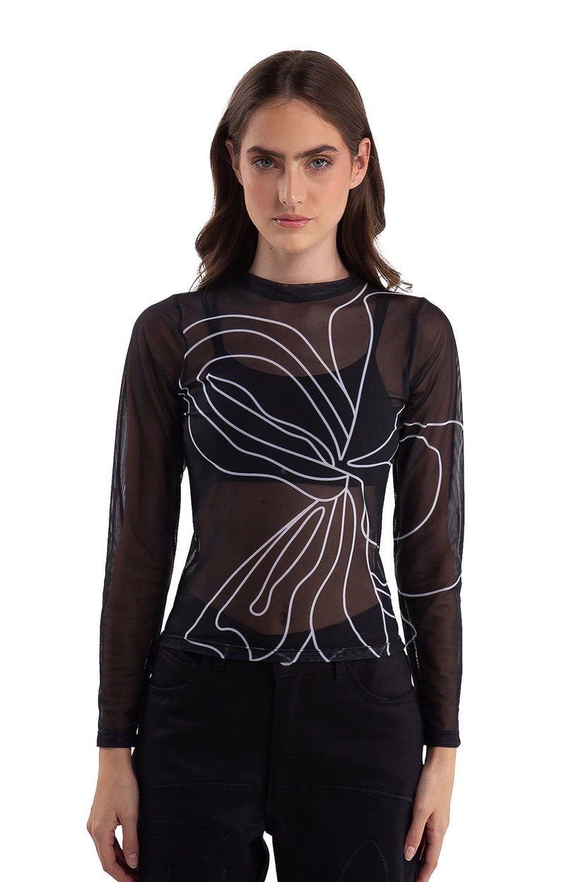 interrogarSE black mesh top – AGUADULCE